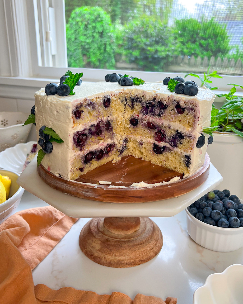 Moist Lemon Blueberry Layer Cake